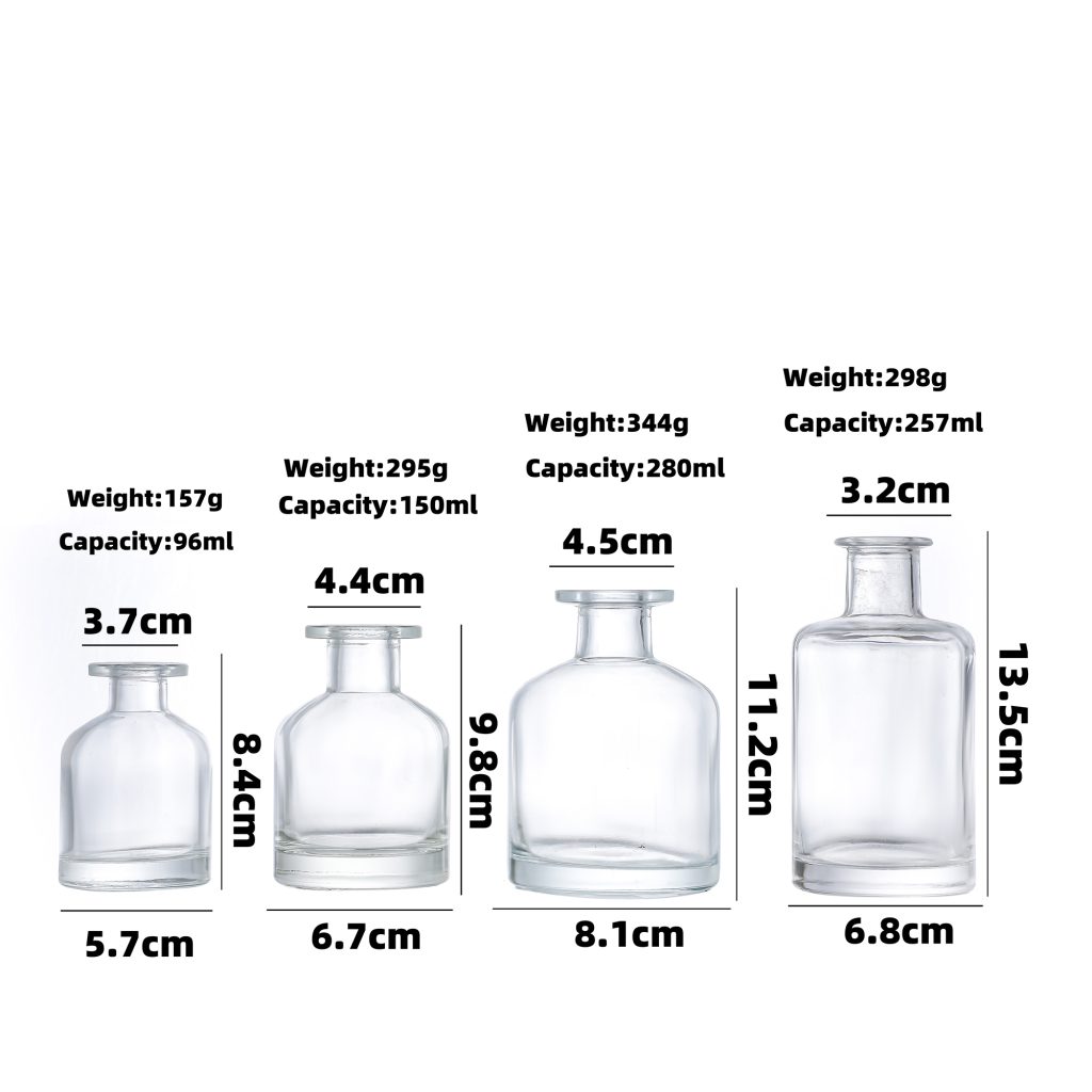 90ml 150ml 280ml Large Glass Diffuser Bottles - PackaFill Glass Bottle