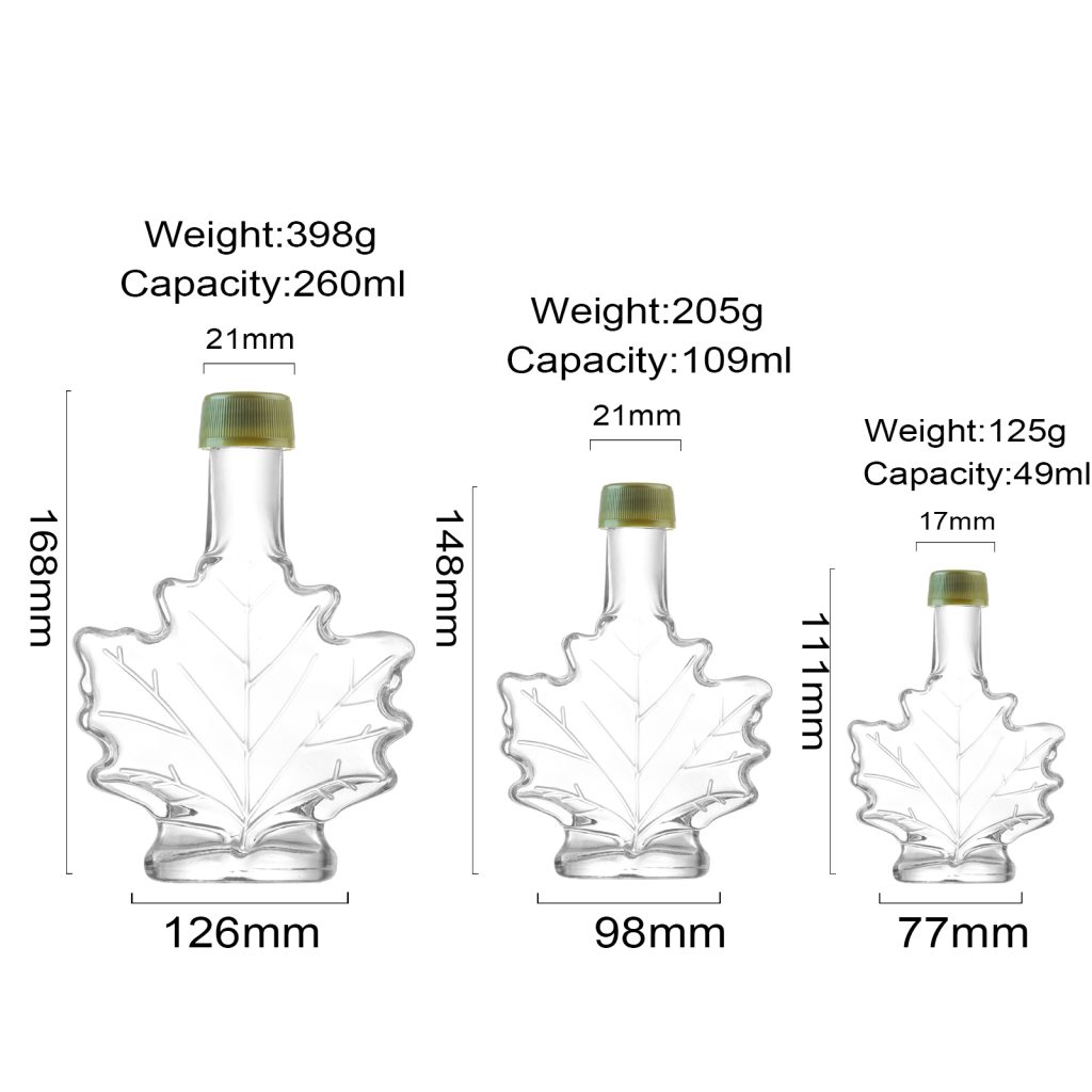 50ml 100ml 250ml Maple Leaf Glass Bottles Wholesale - Packafill
