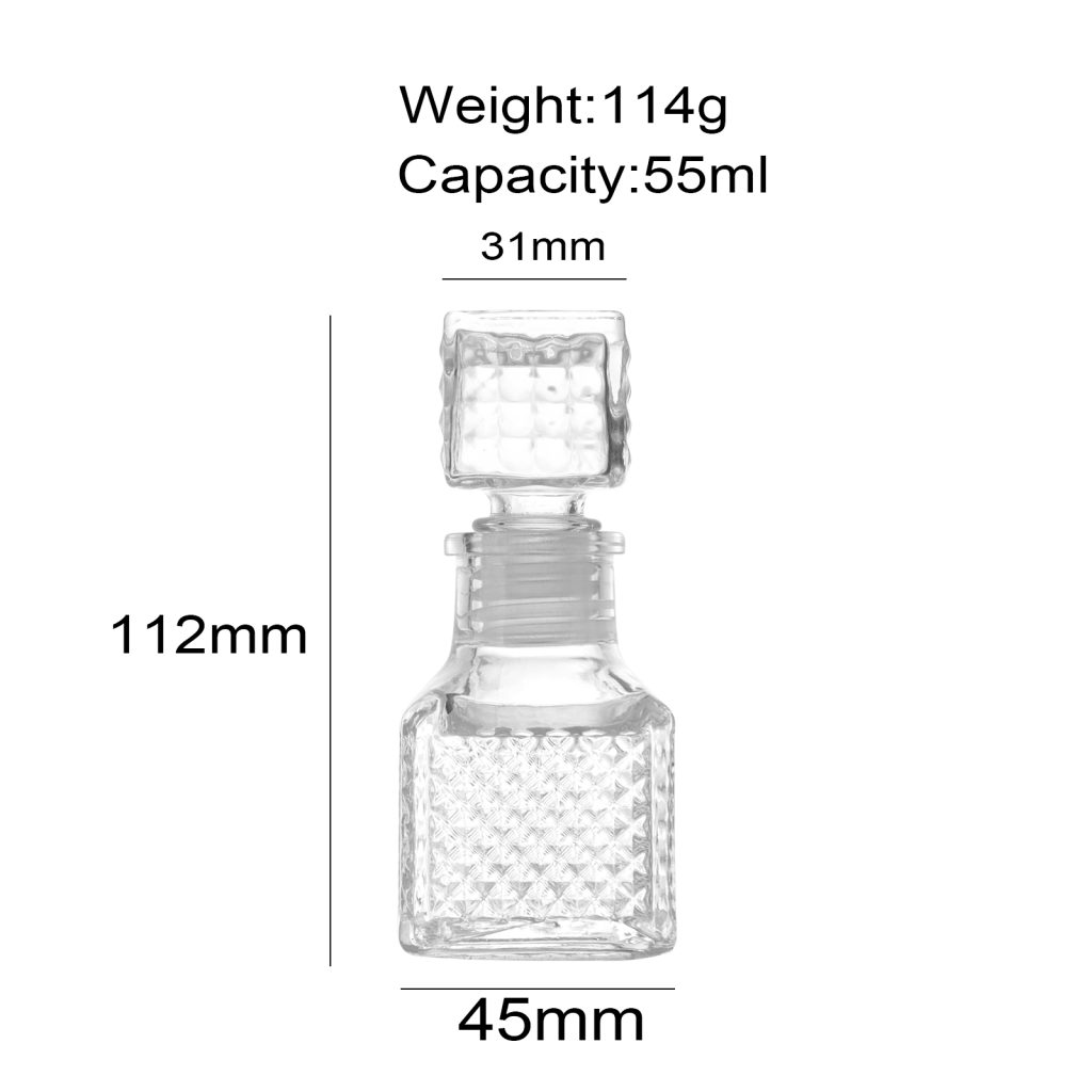 55ml Mini Decanter Bottles - PackaFill Glass Bottle
